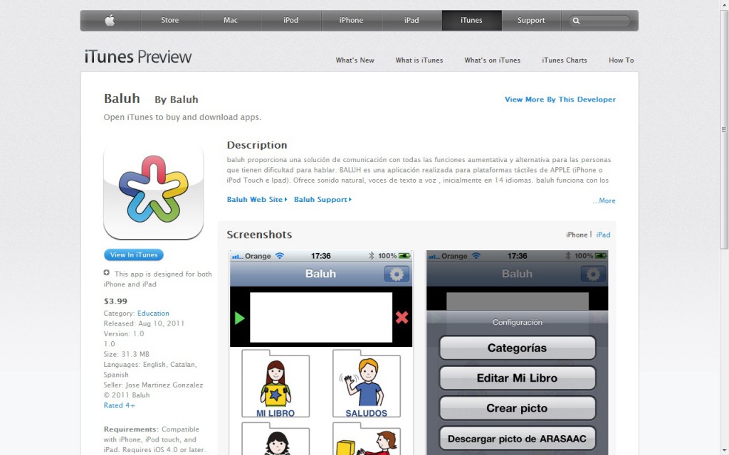 Baluh, pictogramas para móviles Apple - Autismo Madrid